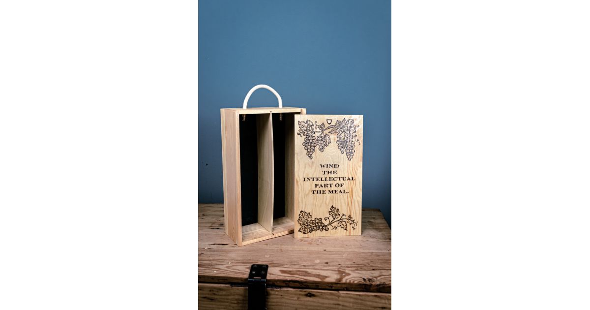 2 Bottle Hand Burned Pre-Made Wine Box - Winedirect